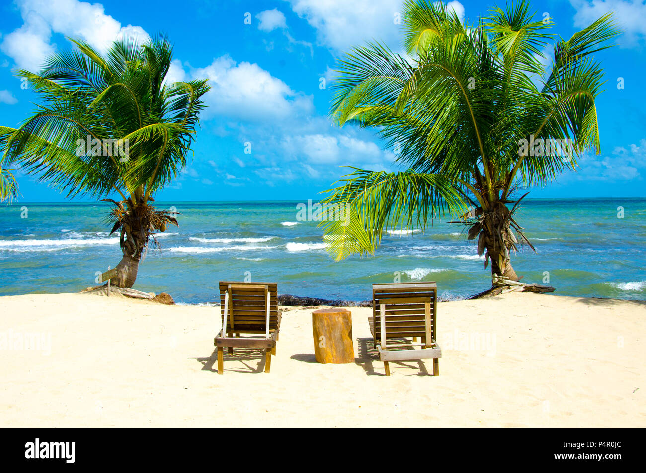 Paradise beach at Hopkins - tropical caribbean coast of Belize ...