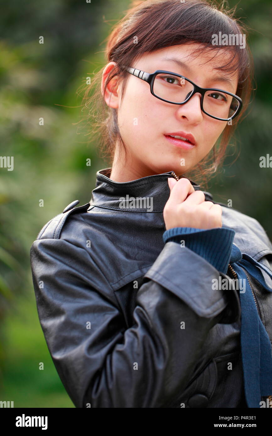 portrait of pretty asian college girl smile Stock Photo - Alamy