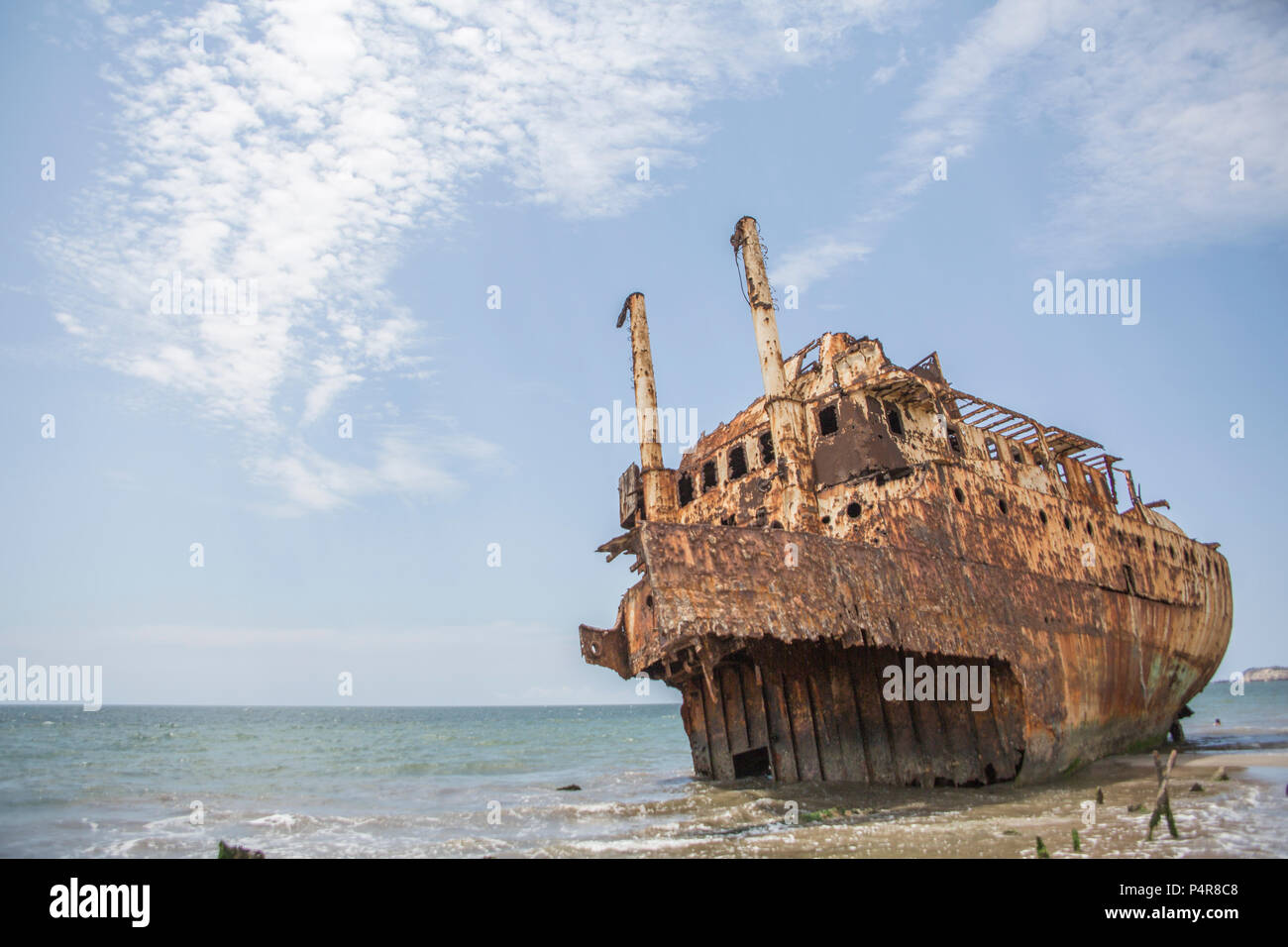 ship cemetery - abandoned ship carcass in the atlantic ocean, Angola ...