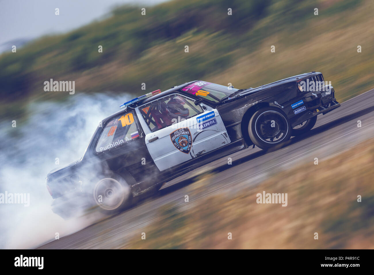 AutodromSpb, Saint-Petersburg, Russia - August 15, 2018: Powerful race ...
