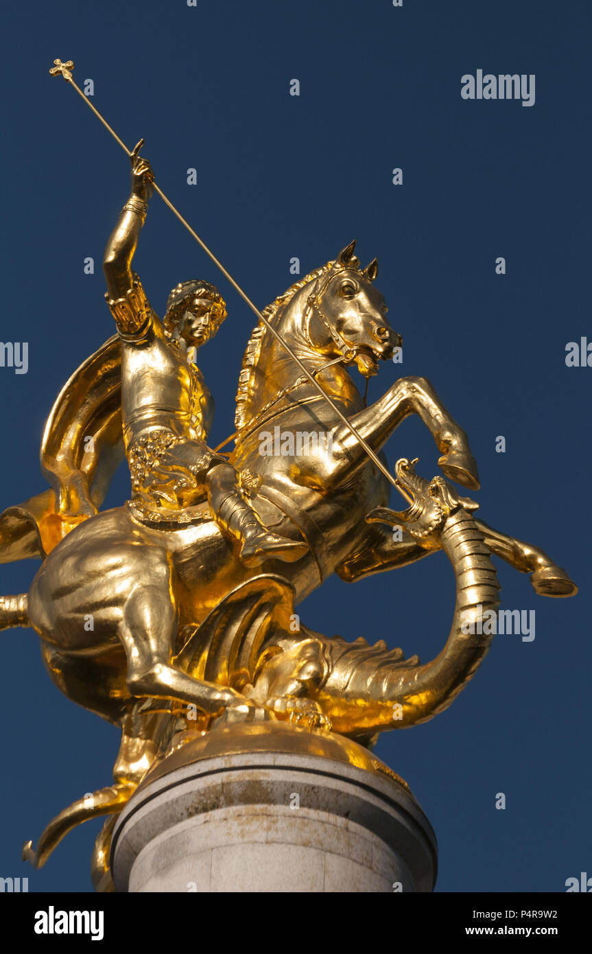 Georgia, Tbilisi, St George and the Dragon monument, 2006 Stock Photo ...