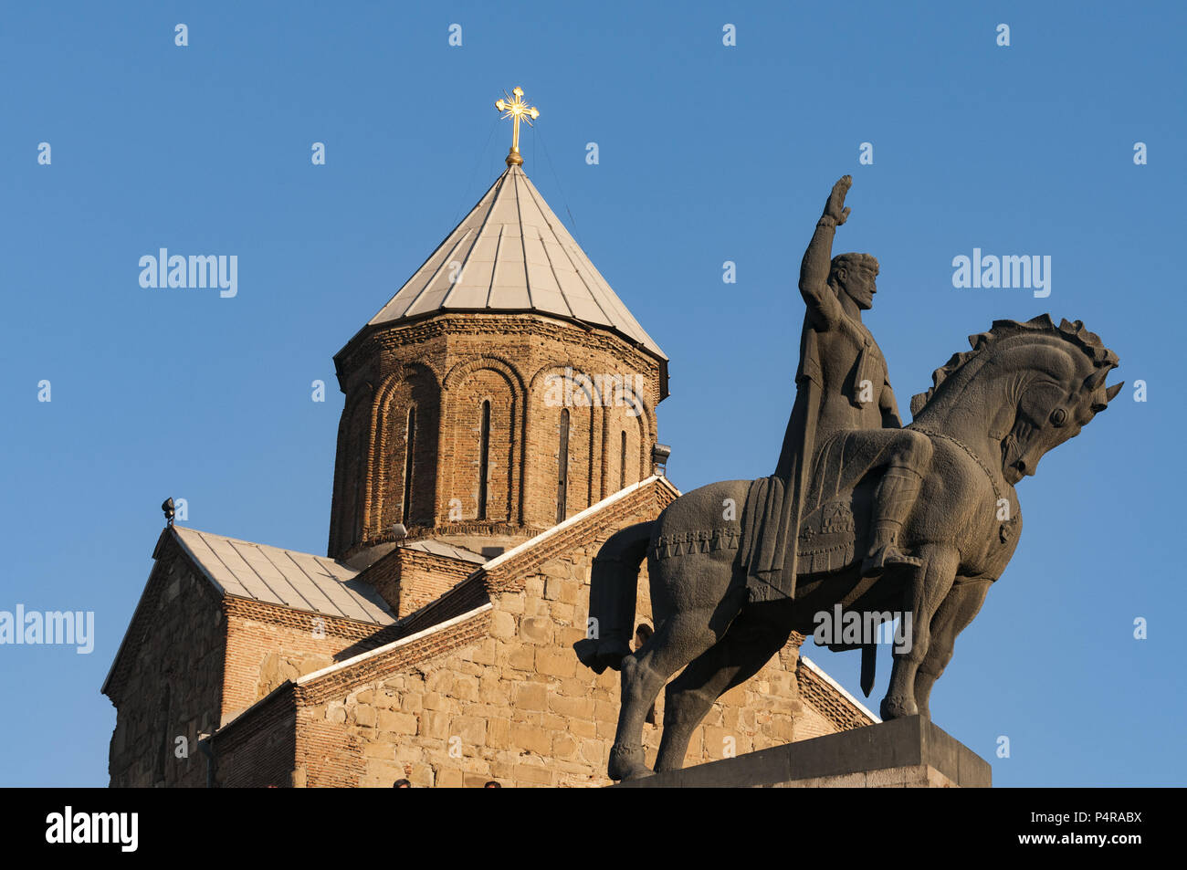 Georgia, Tbilisi, Metekhi Church of Assumption, w statue of King ...
