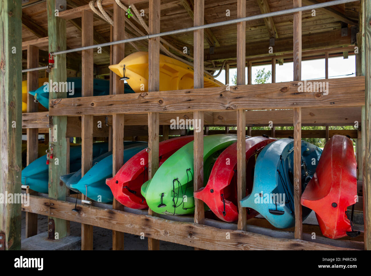 Kayaks on rack hi-res stock photography and images - Alamy