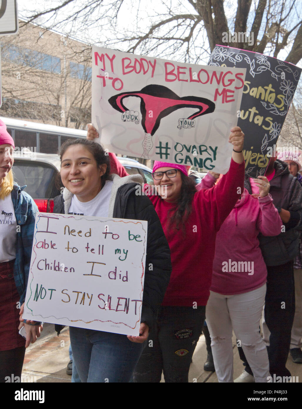 Females hold signs hi-res stock photography and images - Alamy