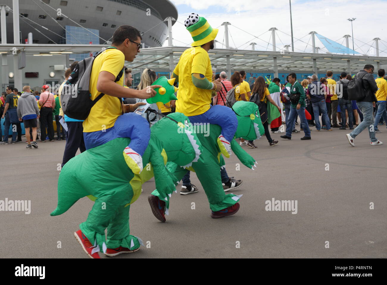 St. Petersburg, Russia - June 22, 2018: Brazilian football fans in ...