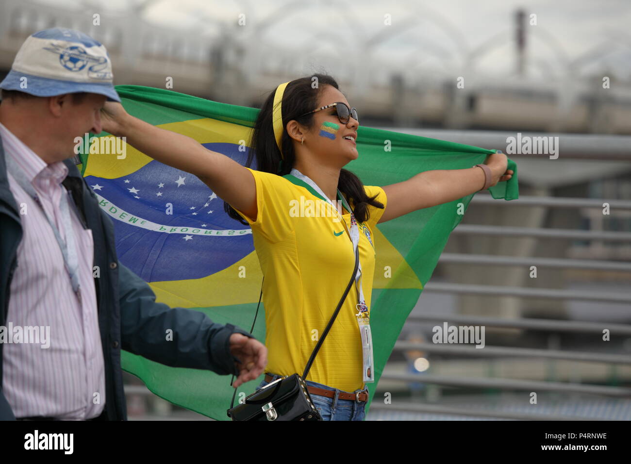 Brazil football fans flag hi-res stock photography and images - Alamy