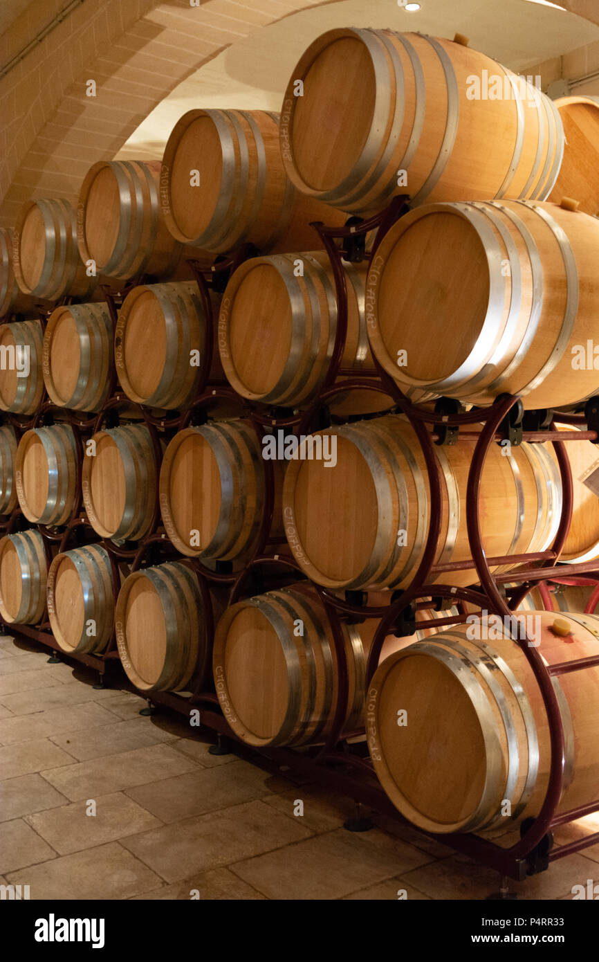 Modern bio wine production factory in Italy, inox steel tanks used for ...