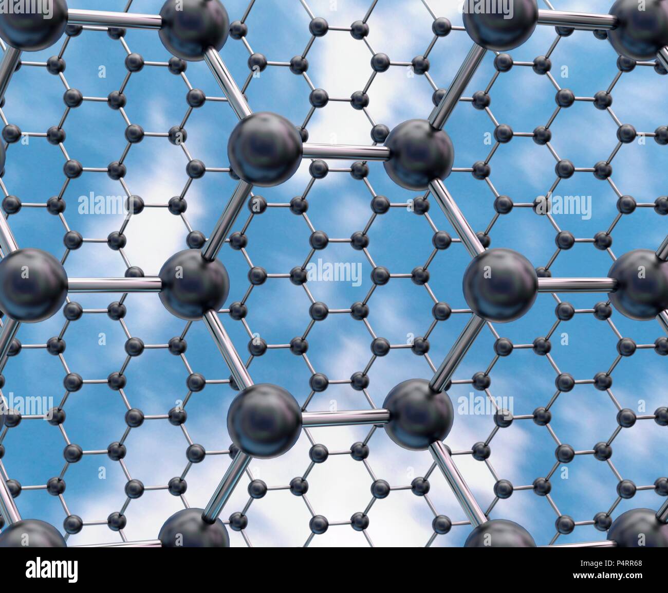 Computer illustration of a molecular model of two sheets of stanene ...