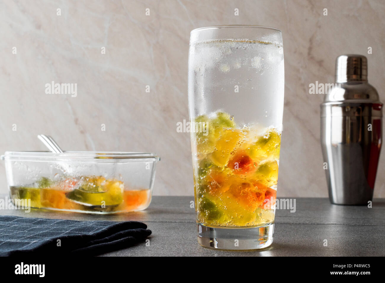 Gummy Bears with Vodka Cocktail. Alcoholic Beverage with Confectionery ...