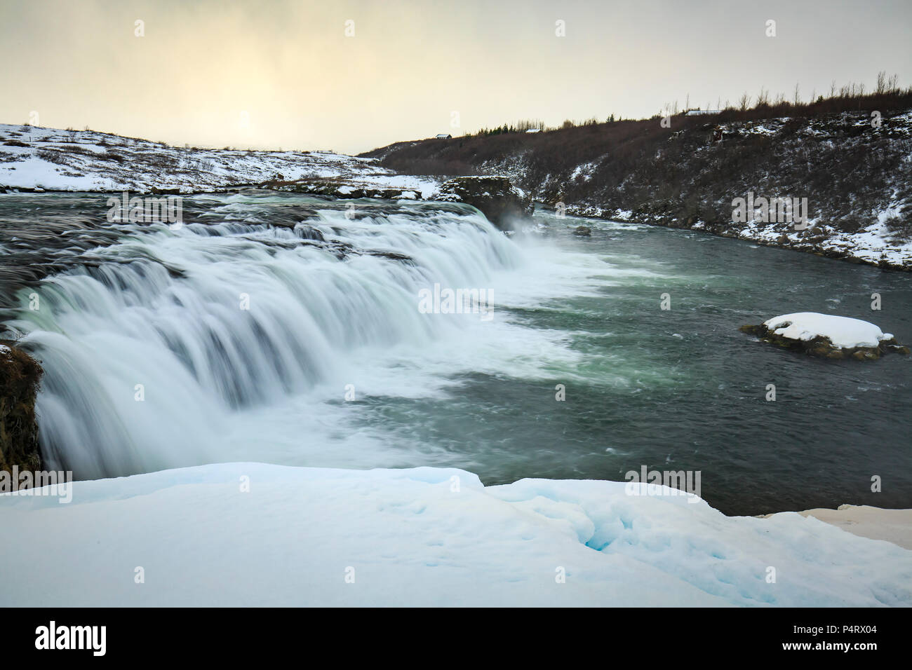 Iceland landmark the Faxafoss waterfalls along the Golden Circle route ...