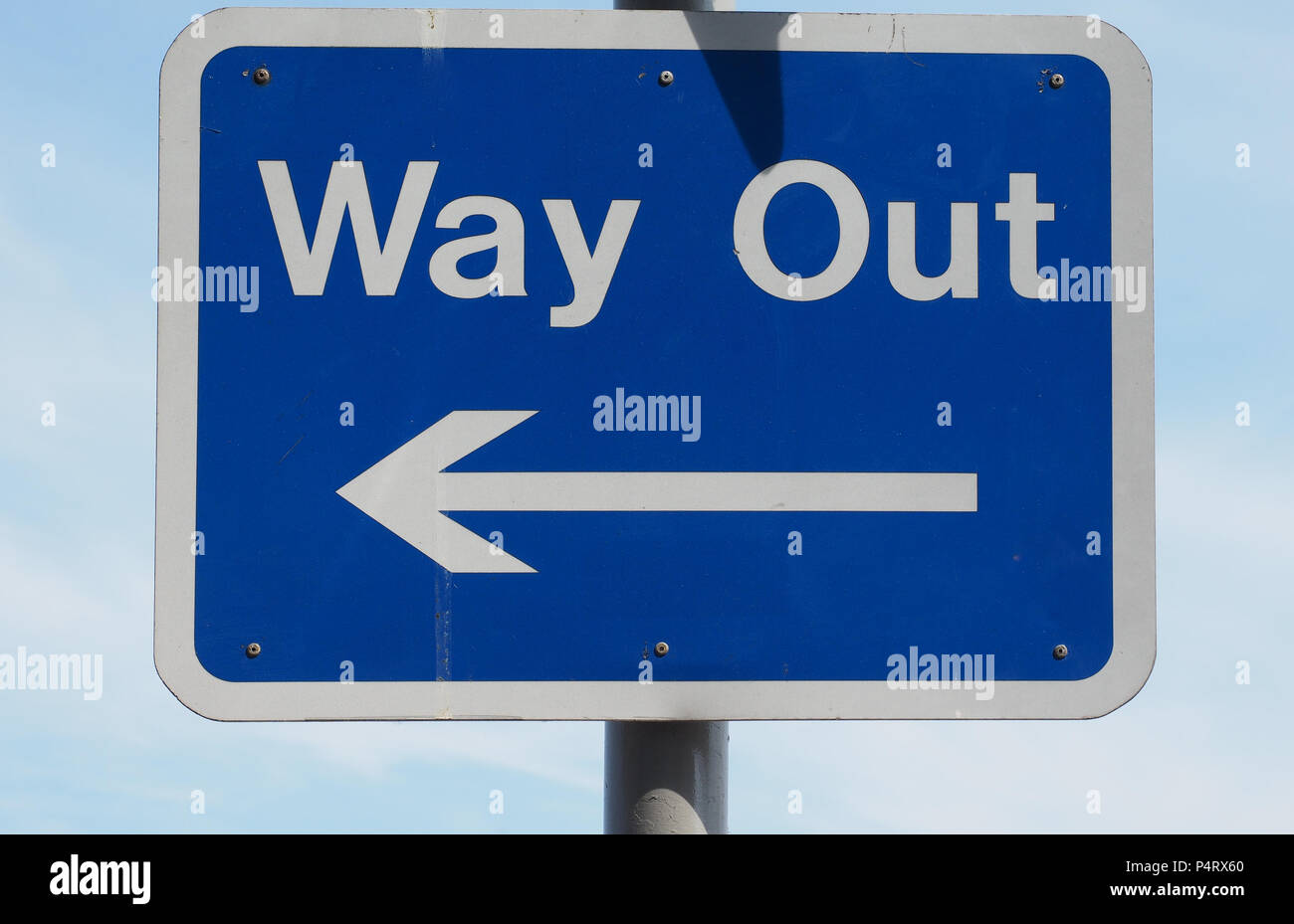 way out direction sign with left arrow Stock Photo - Alamy
