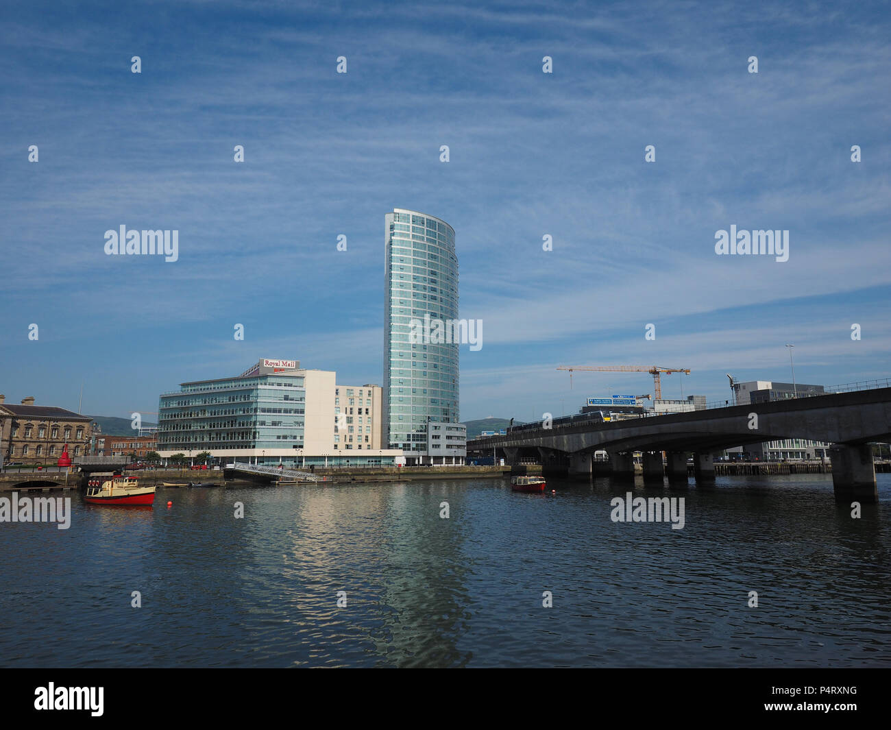 BELFAST, UK - CIRCA JUNE 2018: Panoramic view of River Lagan Stock ...