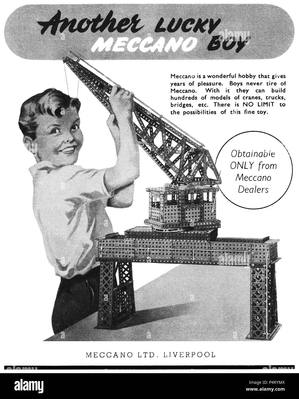 1949 British advertisement for Meccano construction toy Stock Photo - Alamy
