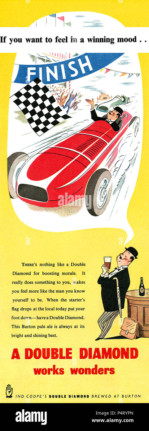 1951 British advertisement for Double Diamond Burton pale ale by Ind ...