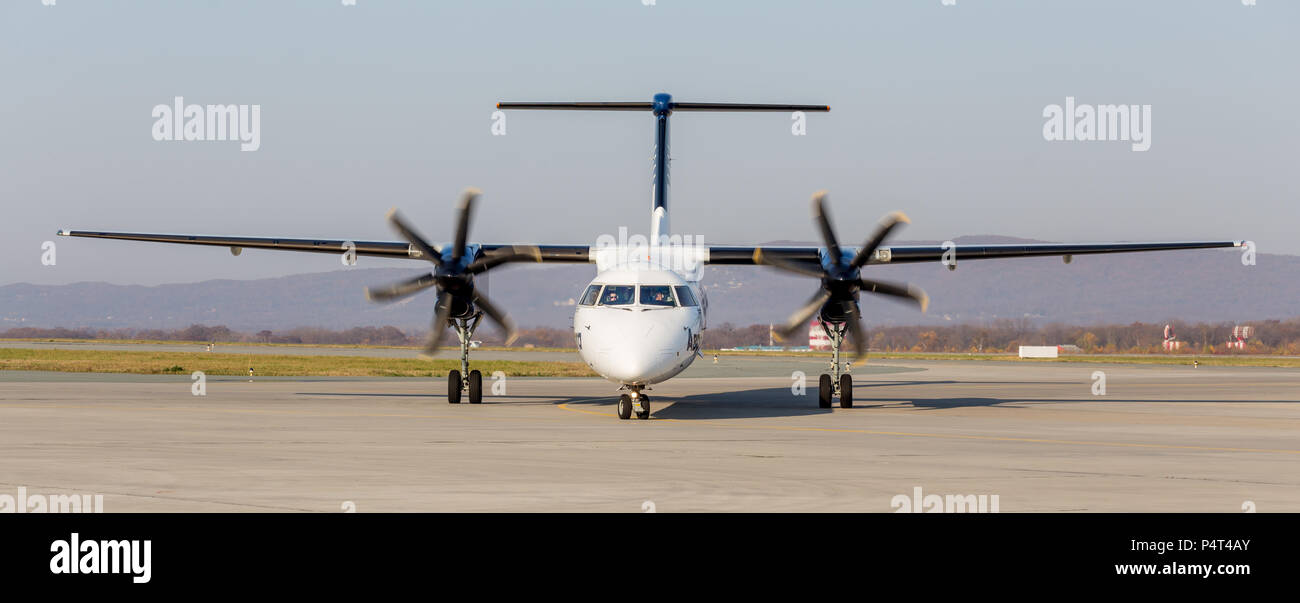 Russia, Vladivostok, 10/13/2017. Passenger plane Bombardier Q400 of ...