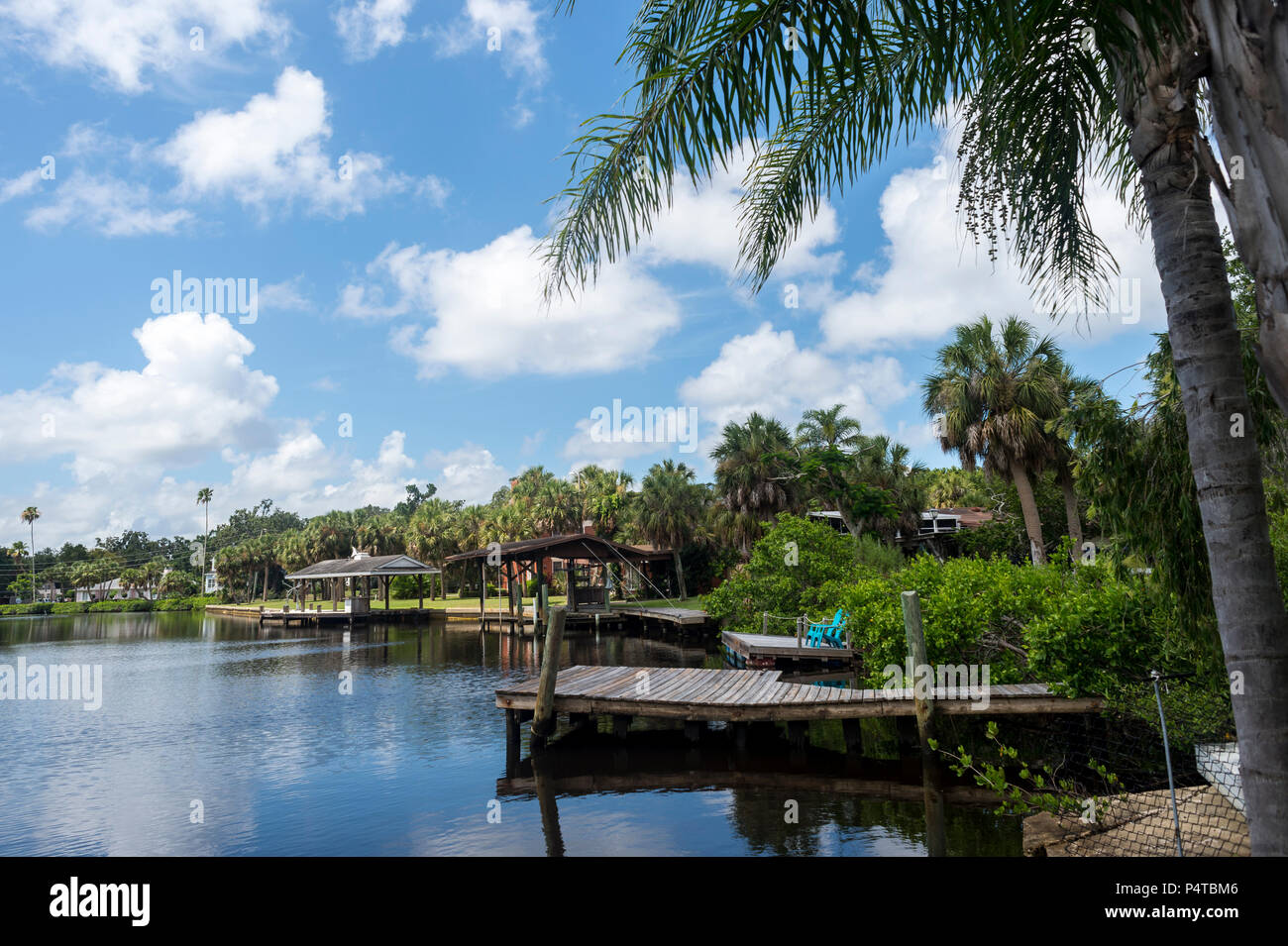 boat docks on the shore of Whitcomb Bayou, Tarpon Springs, Florida ...