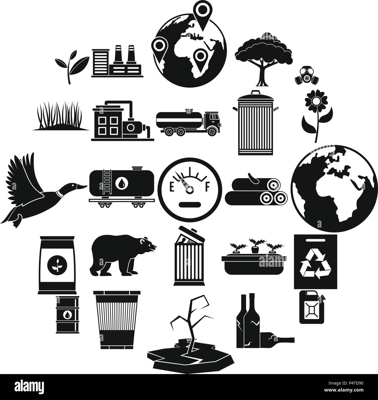 Enviroment protection icons set, simple style Stock Vector Image & Art ...