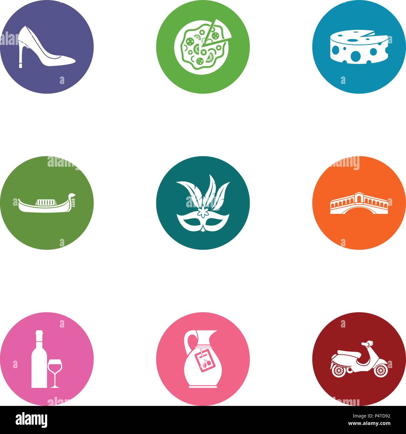 Italian reality icons set, flat style Stock Vector Image & Art - Alamy