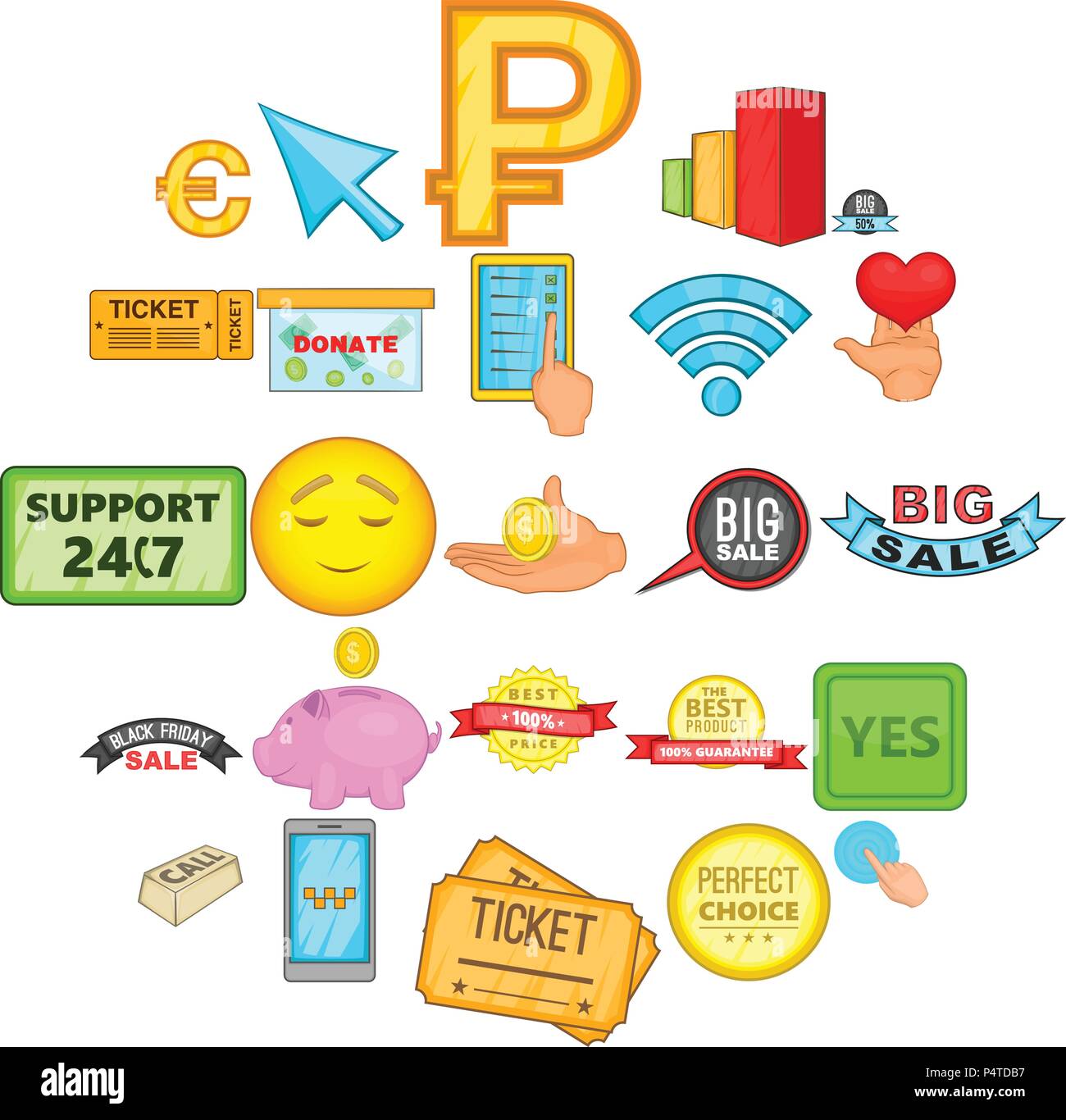 Market icons set, cartoon style Stock Vector Image & Art - Alamy