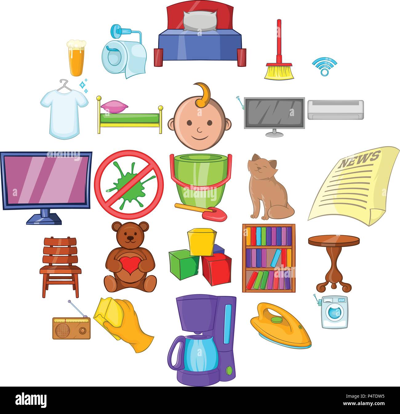 Summer courtyard icons set, cartoon style Stock Vector Image & Art - Alamy