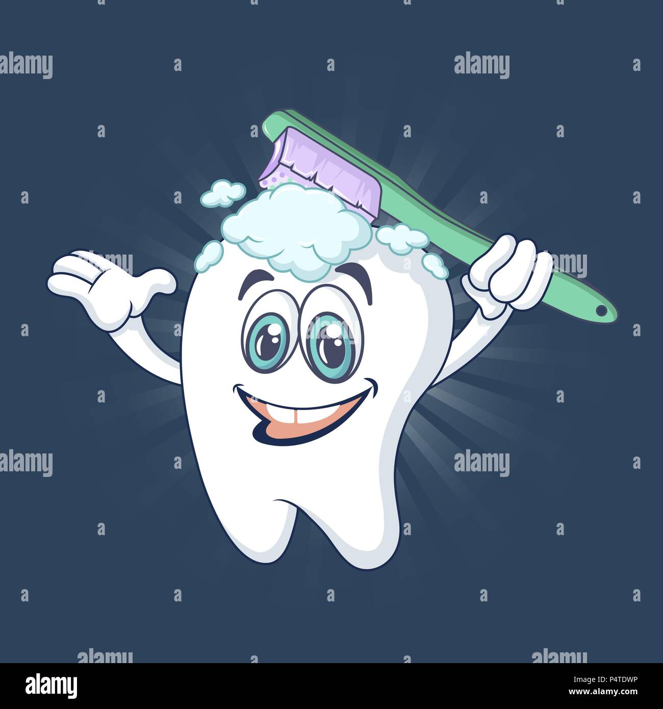 Healthy happy tooth concept banner, cartoon style Stock Vector Image ...