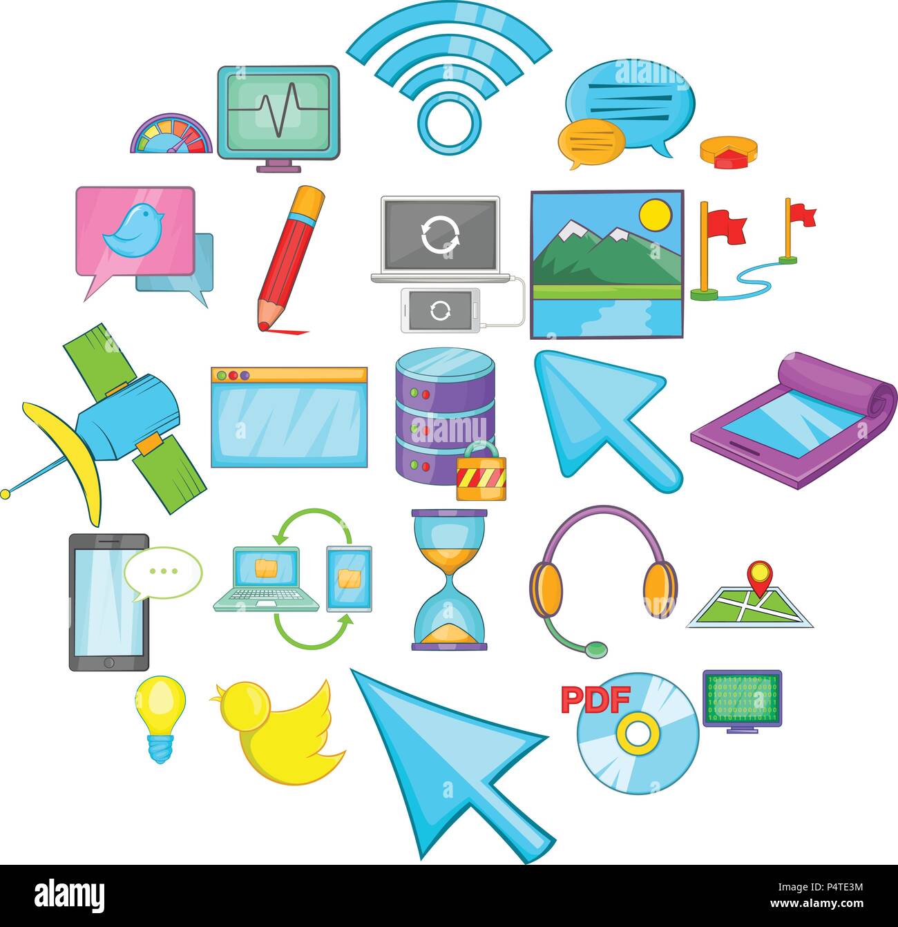 Connecting to database icons set, cartoon style Stock Vector Image ...