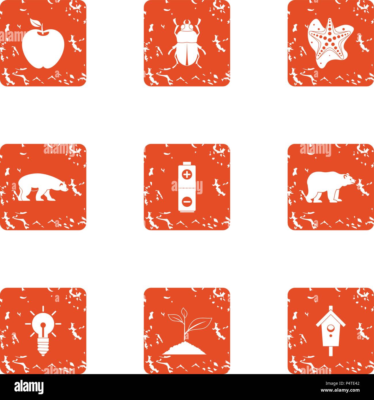 Winter hibernation icons set, grunge style Stock Vector Image & Art - Alamy