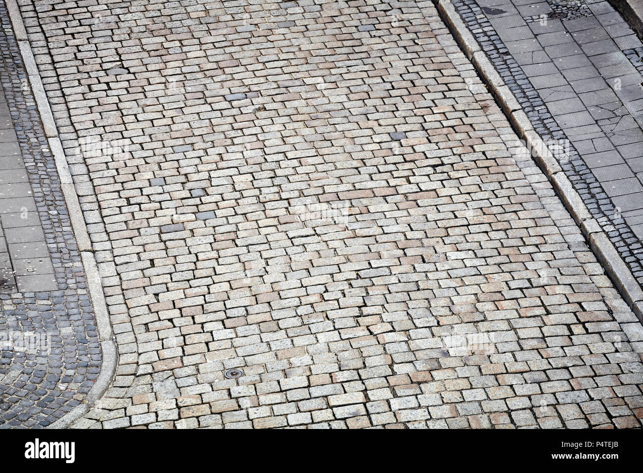 Aerial view of an old cobblestone street, urban background Stock Photo ...