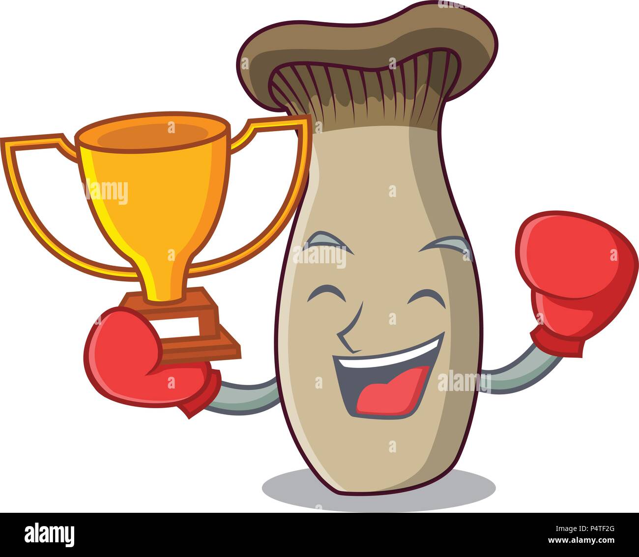 Boxing winner king trumpet mushroom mascot cartoon Stock Vector Image ...