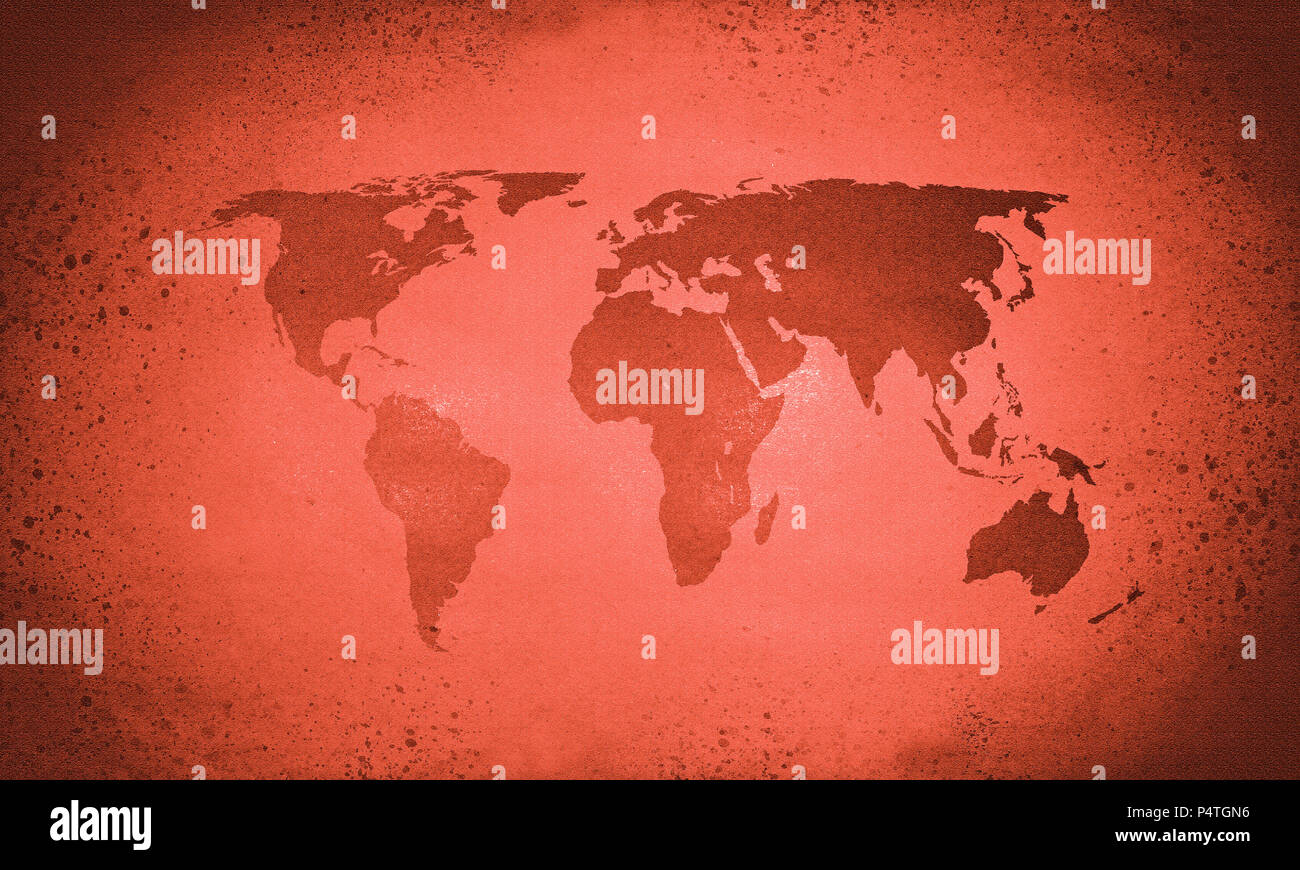 Old red vintage world map Stock Photo - Alamy