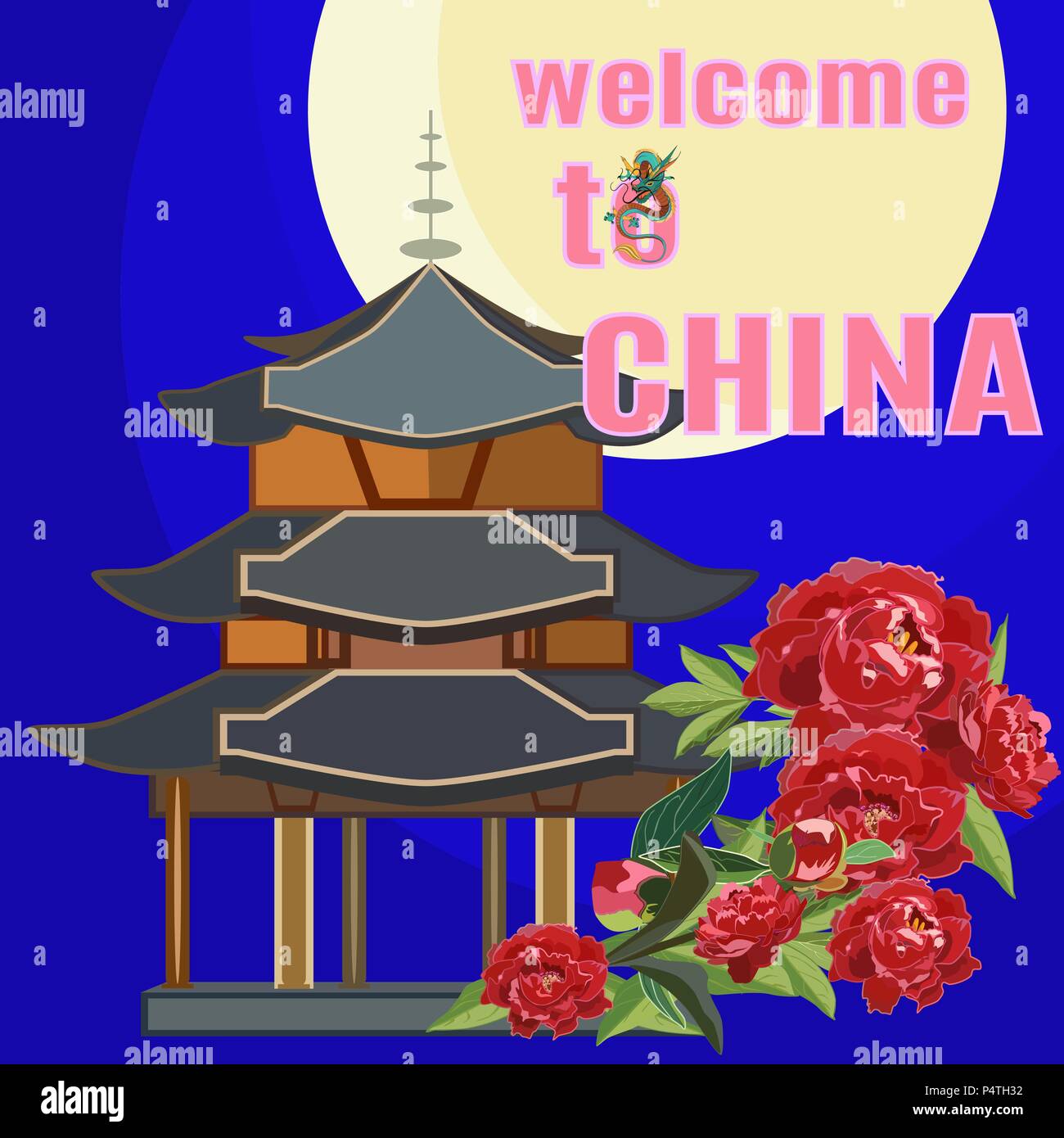 Welcome to China vector flat illustration Stock Vector Image & Art - Alamy