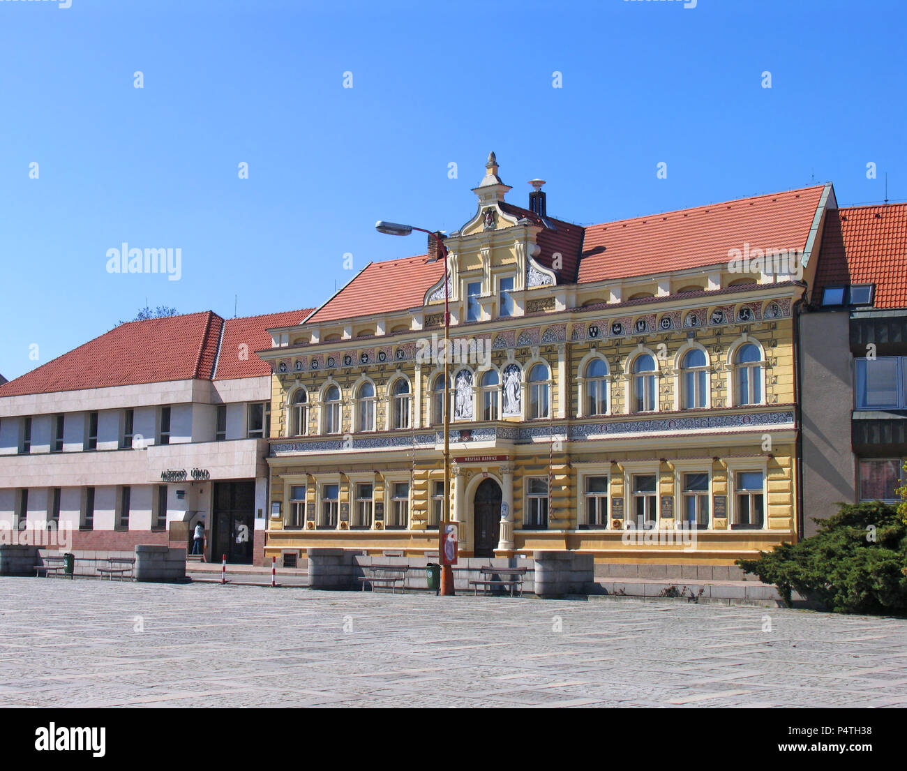 Town hall building in Milevsko, South Bohemia, Czech republic Stock ...
