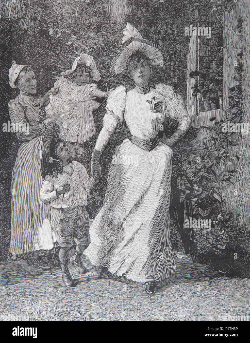 Antique engraving by Albert Fourié "Au soleil" dating from the end of ...