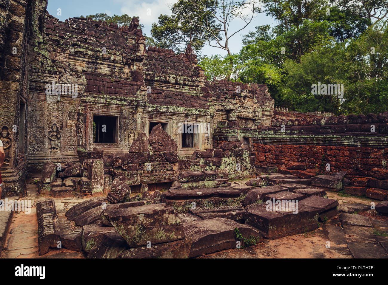 Ancient and majestic temple of Preah Khan. Great circle of Angkor, Siem ...