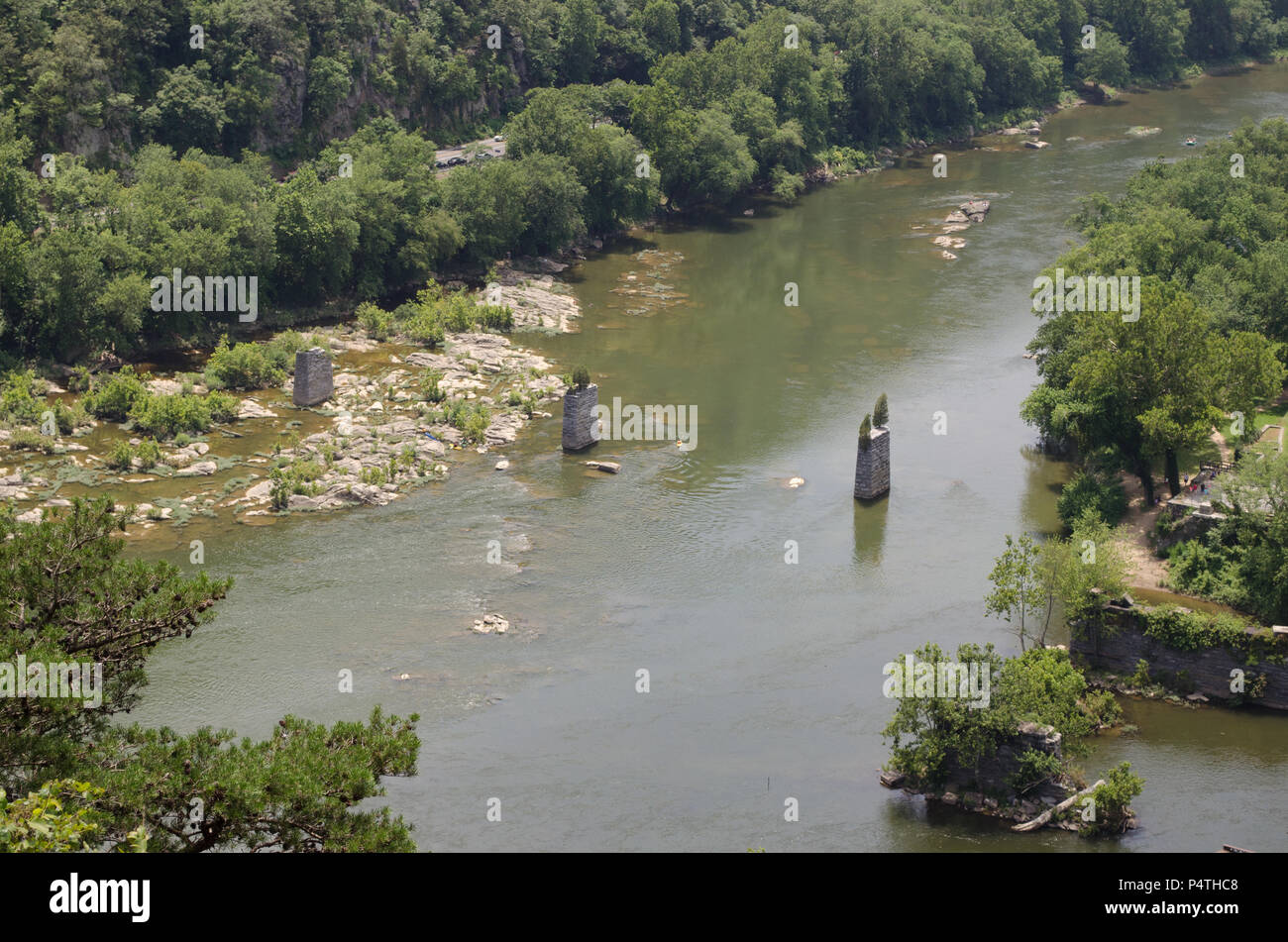 river with bridge pillars Stock Photo - Alamy