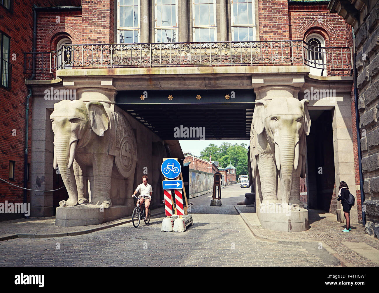 COPENHAGEN, DENMARK - detail of the elephant sculptures sustaining the ...