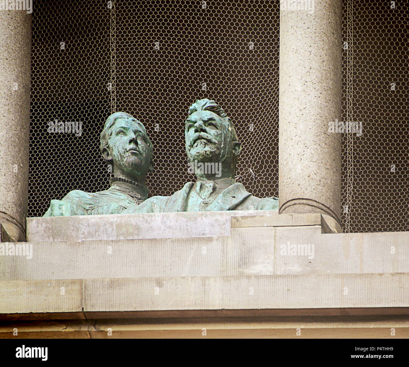 COPENHAGEN, DENMARK - bronze figure of Carl Jacobsen and his wife ...