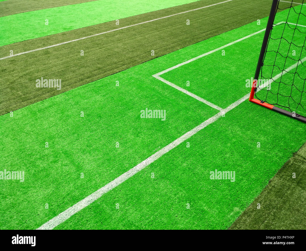 corner of the goal for an indoor soccer field Stock Photo - Alamy