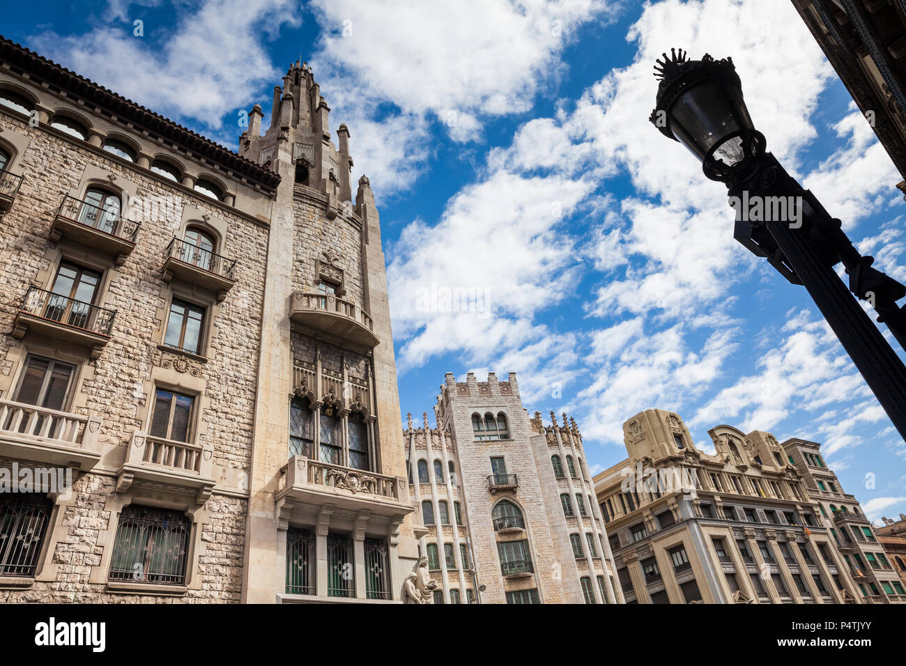 Buildings facades at the Gothic Square in Barcelona, Spain Stock Photo ...