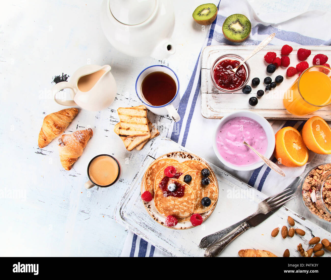 Healthy tasty breakfast. Top view Stock Photo - Alamy