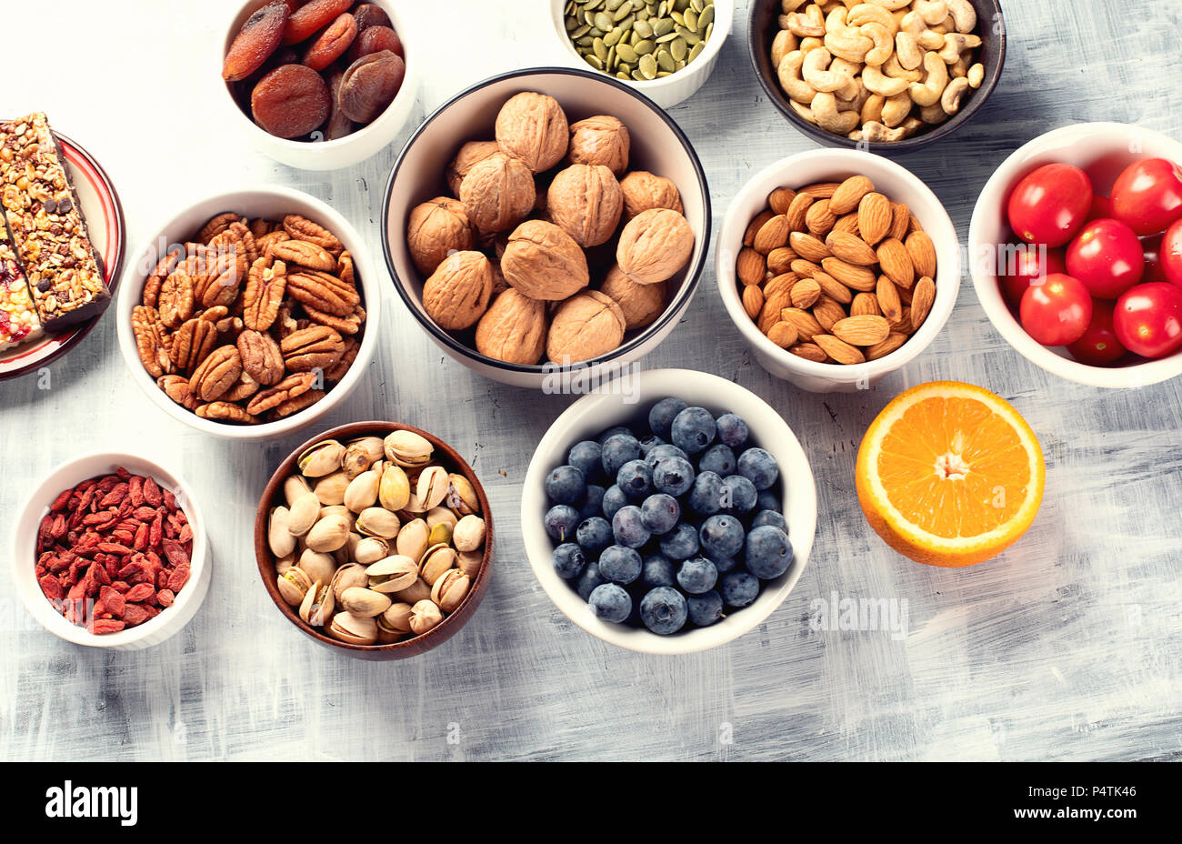 Healthy snacks. Top view. Healthy food concept Stock Photo - Alamy