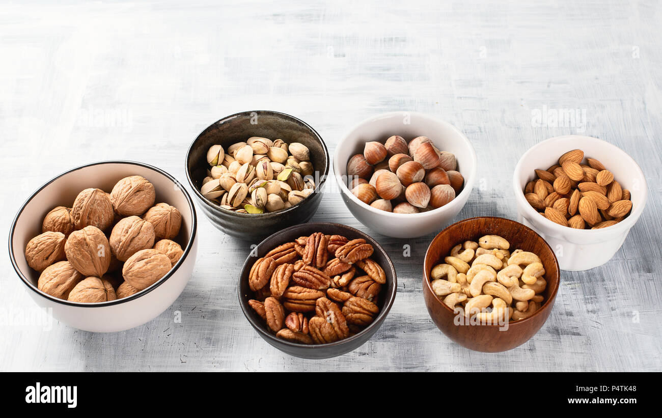 Different kinds of nuts. Healthy food Stock Photo - Alamy