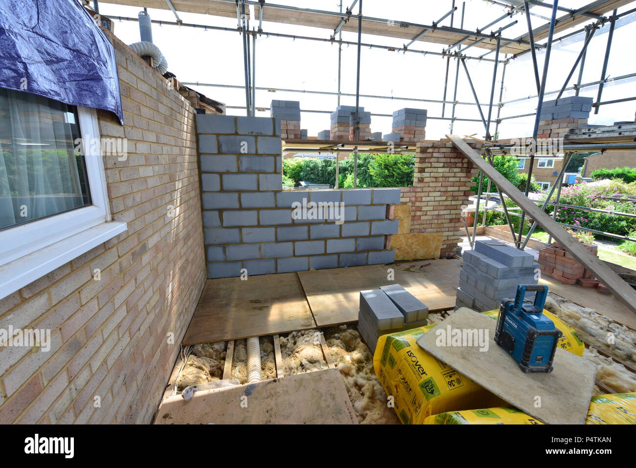 Building an extension on a home in the UK Stock Photo - Alamy