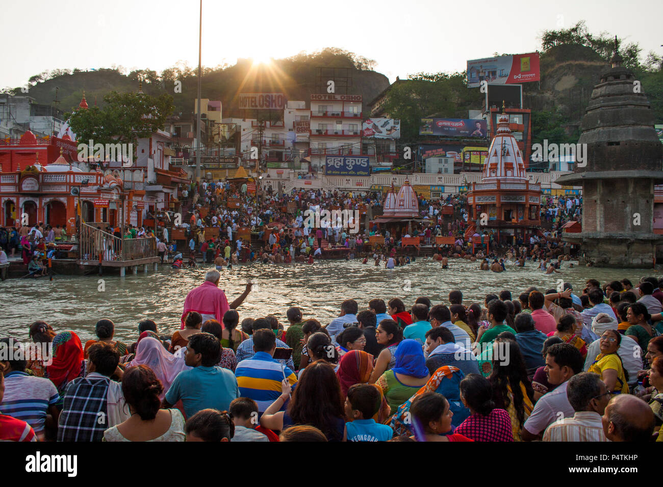 Bathing ghat scene at Har-ki-Pauri-Haridwar-Uttarakhand-India Stock ...