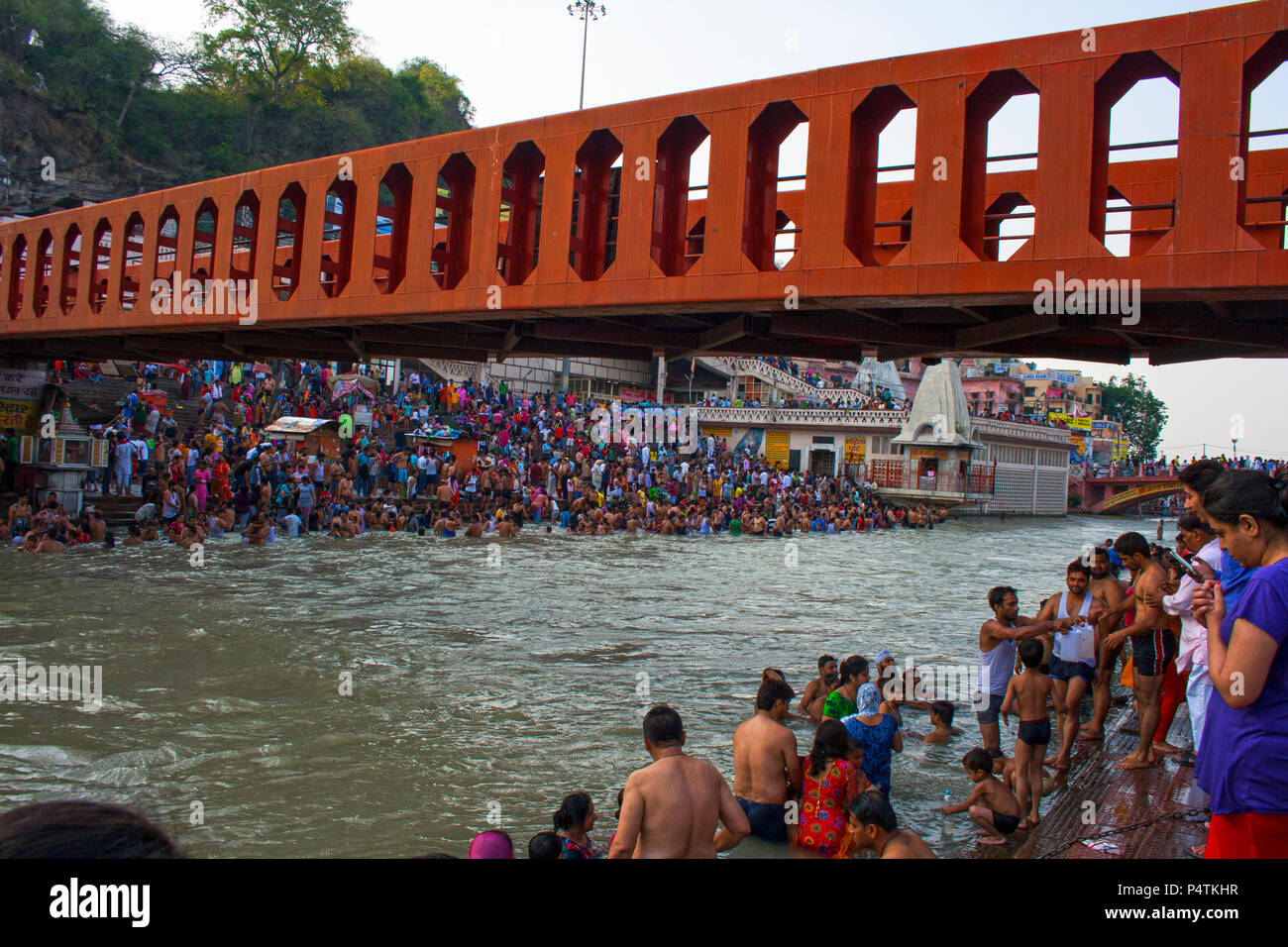 Bathing ghat scene at Har-ki-Pauri-Haridwar-Uttarakhand-India Stock ...
