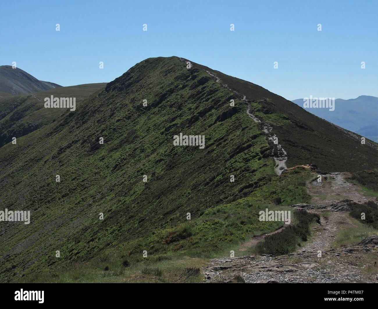 The route along Long Side Edge from Ullock Pike, Lake District National ...