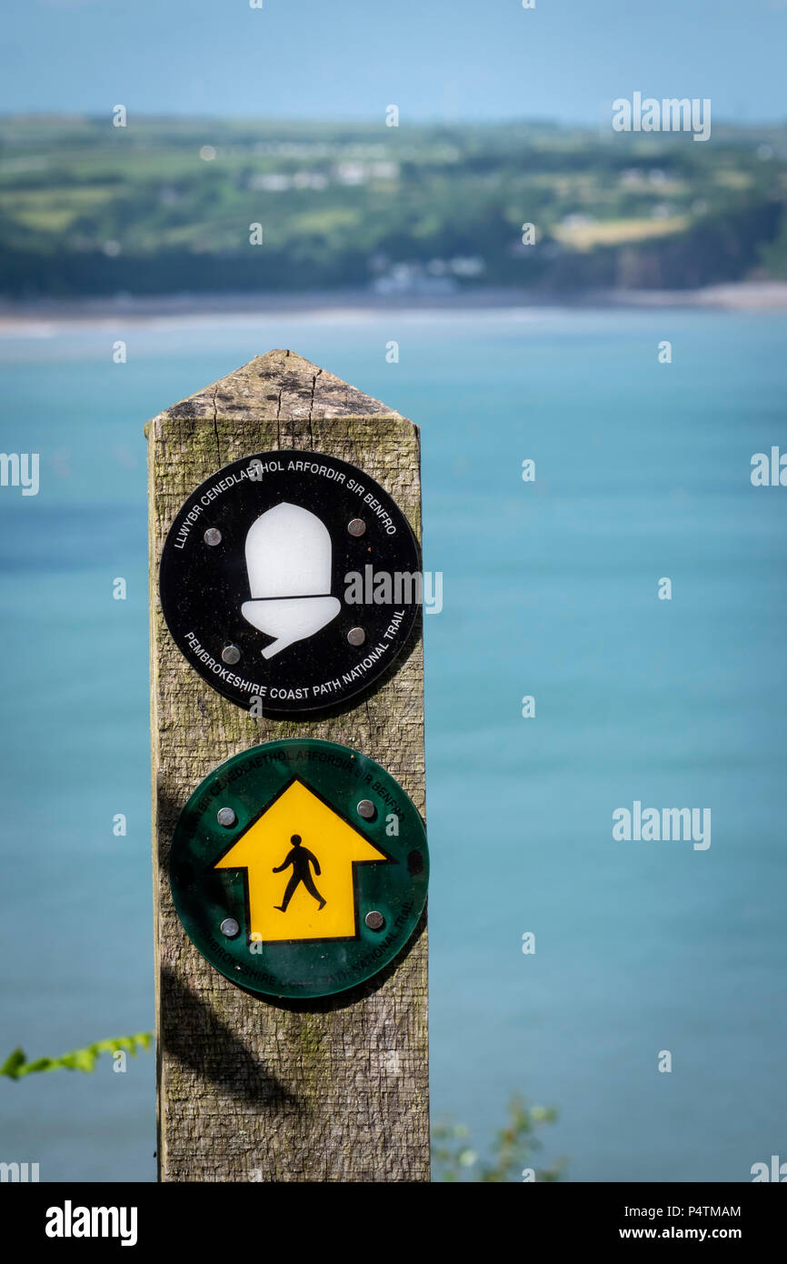 Wales coast path sign Stock Photo - Alamy