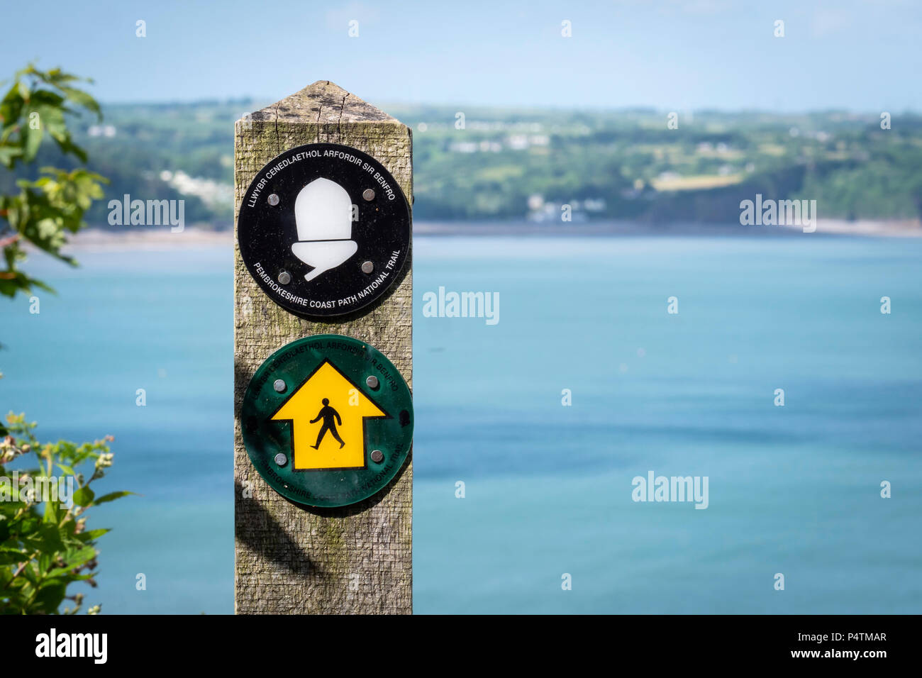 Wales coast path sign Stock Photo - Alamy