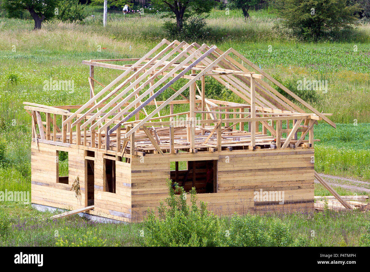 Steep timber frame roof hi-res stock photography and images - Alamy