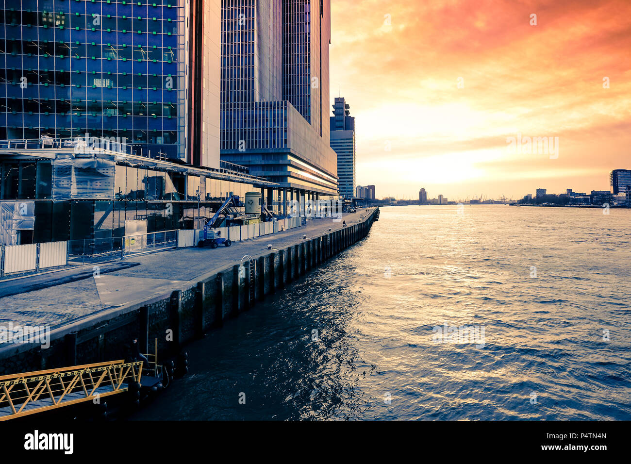 View on the river Maas, Rotterdam. Color shift by intent Stock Photo ...